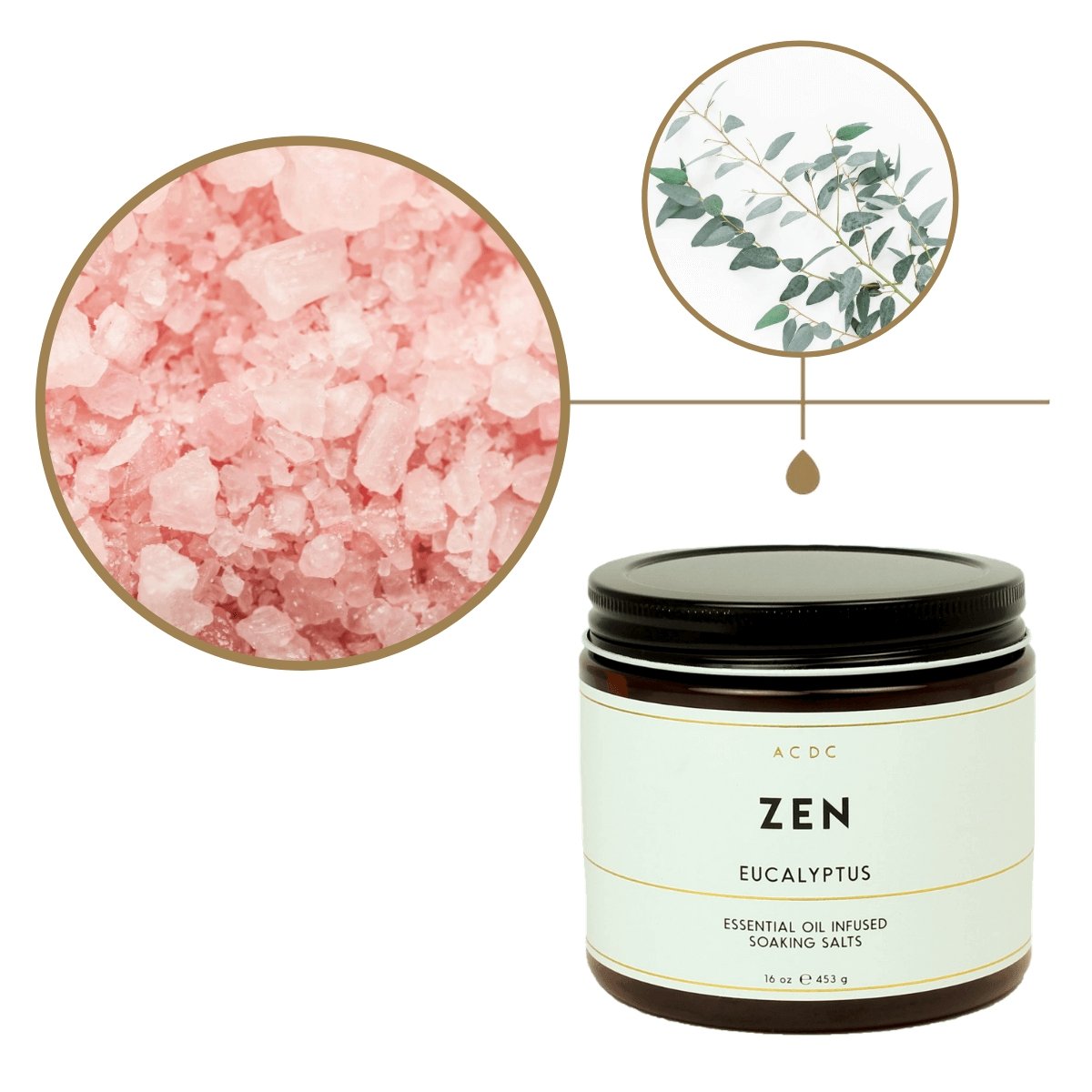 Zen Eucalyptus Essential Oil Bath Soaking Salts | Shop ACDC Body Spa